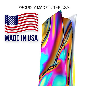ITS A Skin Skins Compatible with Sony Playstation 5 Console Disc Edition - Protective Decal Overlay Stickers wrap Cover - Oil Slick Resin Iridium Glass Colors