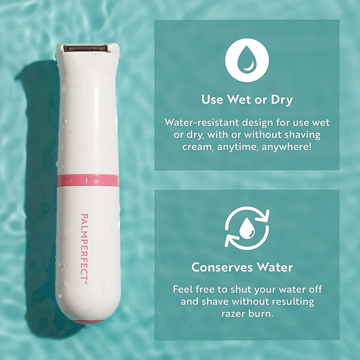 Clio PALMPERFECT Electric Bikini Trimmer - Travel-Friendly Hair Shaver for Smooth, Dual Blade for Close Shave, Use Wet or Dry - Battery-Powered + Trimming Guide Included