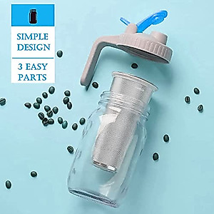 CONNYAM Cold Brew Coffee Maker, Coffee Strainer Stainless Steel Mesh Filter - 2 Quart (64oz) - Wide Mouth Mason Jar Flip Cap Lid with Handle, Mesh with Silicone Seals, Cold Brew Tea Maker