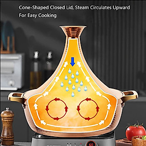 22cm Stainless Steel Tagine Pot Moroccan Tajine Cooking Cookware with Cone-Shaped Closed Lid for Stew Casserole Slow Cooker, 1-2 People Use