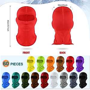 60 Pcs Balaclava Face Masks Men Full Face Cover Balaclava Mask Pasamontañas Ski Mask Winter Mask for Men Women (Bright Colors)