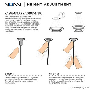 VONN VMC31620AL Atria 20" LED Chandelier, Adjustable Suspension Fixture, Modern Square Chandelier Lighting in Silver