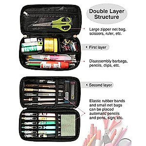 Pencil Pen Case Big Capacity Stationery Organizer Bag School College Office Large 2 Layer Pencil Pouch Pencil Pen Box With Compartment