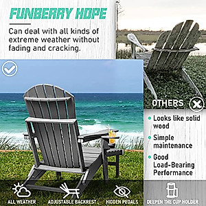 Adjustable Backrest Adirondack Chair,Folding Adirondack Chairs,Plastic Adirondack Chairs with Ottoman,Weather Resistant Adirondack Chair, Fire Pit Chairs with Cup Holder,Resin Adirondack Chairs