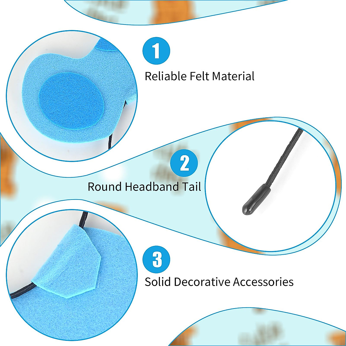 SMAODSGN 2 Pieces Dog Ear Headbands for Party Animal Headbands Blue Pink Dog Birthday Supplies Decorations for Party Favor Cartoon Halloween Christmas Cosplay