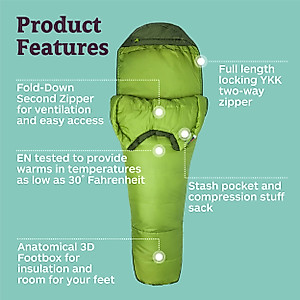 Marmot Men's Trestles 30° Sleeping Bag | Insulated, Water-Resistant, Left-Zip, Green Lichen/Greenland