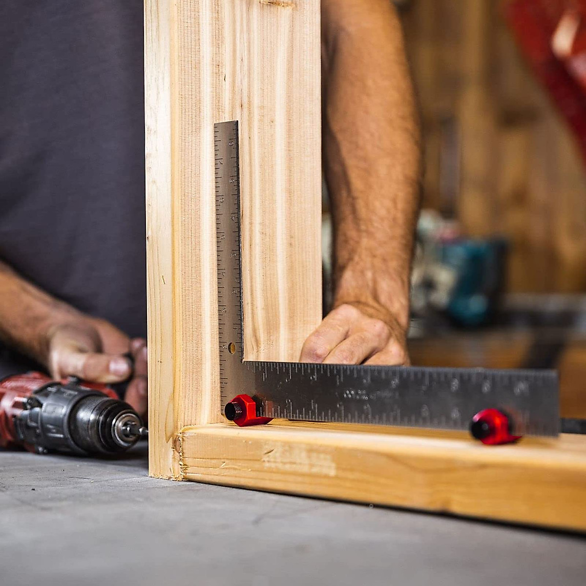 2PCS Stair Gauges for Framing Square, Layout Stringer Jigs Rafter Block, with Knurled Thumbscrew, Red Anodize Aluminum Alloy
