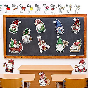 48 PCS Christmas Gnome Cutouts with 60 Glue Point Dots, Christmas Bulletin Board Decorations, Winter Classroom School Christmas Holiday Party Decorations for Wall Window Blackboard