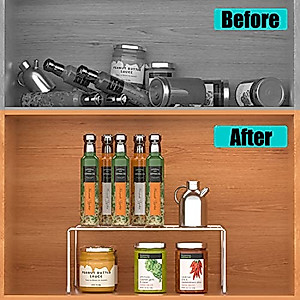 GEDLIRE Kitchen Cabinet Shelf Organizer Set of 2, Medium (13 x 9.4 inch) Metal Wire Pantry Storage Shelves, Dish Plate Racks for Cabinets, Freezer, Counter, Cupboard Organizers and Storage, Chrome