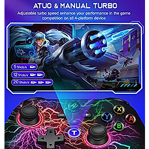 Wireless Switch Pro Controller for Nintendo Switch Controller/Lite/OLED, LED Wired Windows PC Gmaepad-Wireless iOS/Android Remote with Cool RGB Light/Programmable