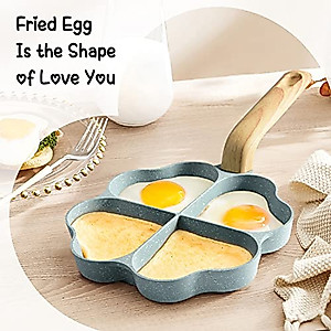Caannasweis 4-Cup Nonstick Egg Frying Pan (Heart-Shaped-Green)