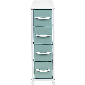 Sorbus Kids Narrow Dresser with 4 Drawers - Vertical Slim Storage Chest of Drawers with Steel Frame, Wood Top & Easy Pull Fabric Bins for Small Spaces, Closets, Bedroom, Bathroom & Laundry