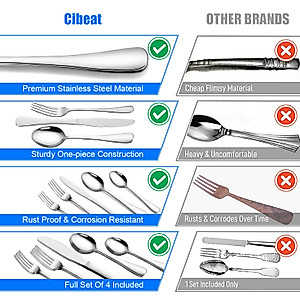 60 piece Forks and Spoons Silverware Set, Flatware Sets, Mirrored Stainless Steel Cutlery Set, Spoons Forks and Knives Set Service for 12