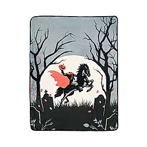 Fun Costumes Headless Horseman Fleece Microfiber Throw Blanket 60" x 48" | Soft & Fuzzy Spooky Horror Halloween Home Decor