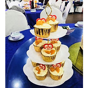 3 Tier Cupcake Stand, Plastic Tiered Serving Stand, Dessert Tray for Tea Party, Baby Shower and Wedding (Round)