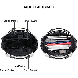 Orvilly Laptop Tote Backpack for Women - Stylish, Lightweight Daypack for College, Work and Travel - Fits 15.6 Inch Netbook - Black