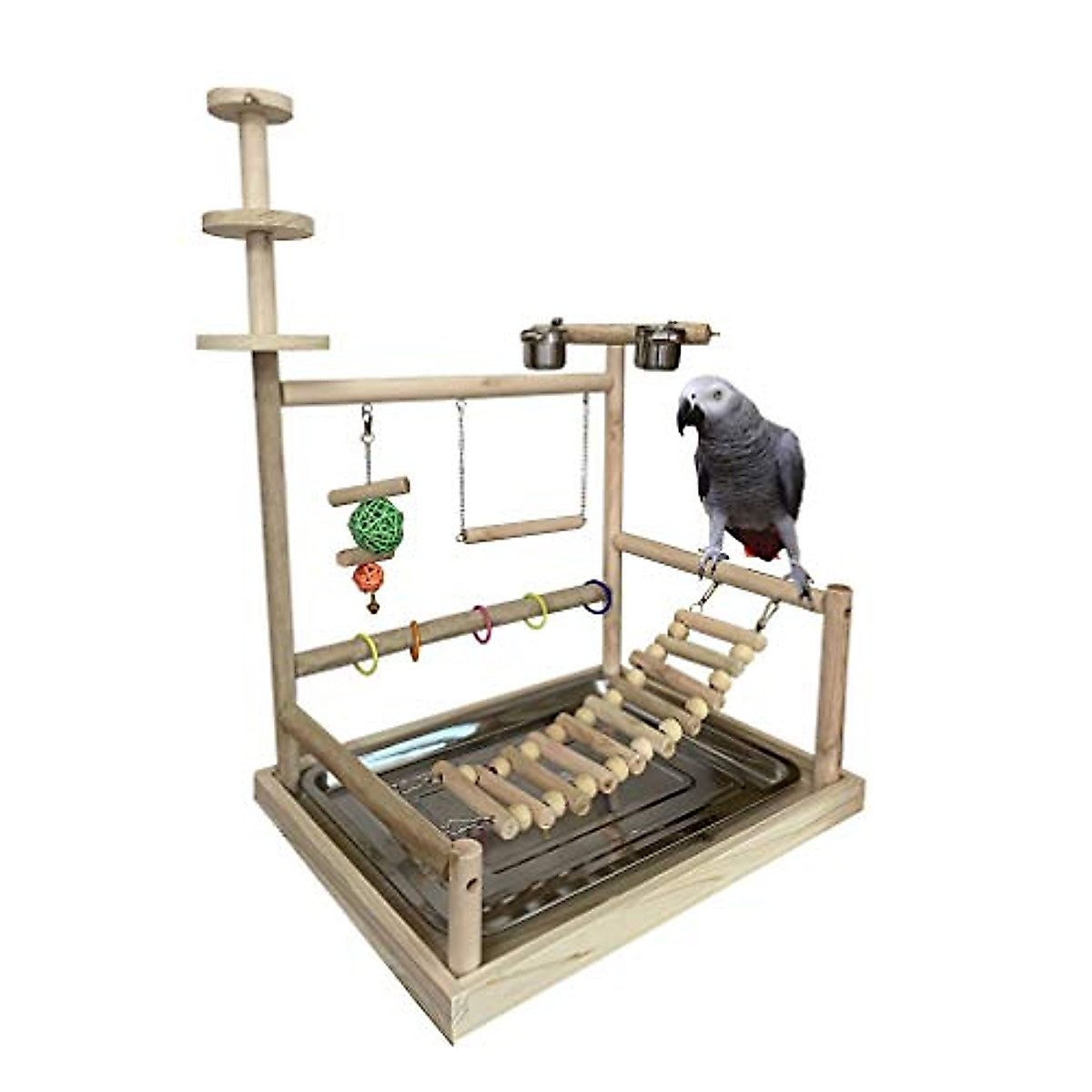 WYunpets Bird Perch Platform Stand Wood Bird Playground for Small Animals Parrot Parakeet Conure Cockatiel Budgie Gerbil Rat Mouse Chinchilla Hamster Cage Accessories Exercise Toys Sector