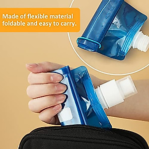 KASCNR 5pcs Collapsible Water Bottles Reusable Canteen Foldable Drinking Water Bags with Clip for Gym, Sports, Teams, Hiking, Camping,Biking,Outdoors,Beach,Traveling,Yoga & More,5 Colors（16 oz）