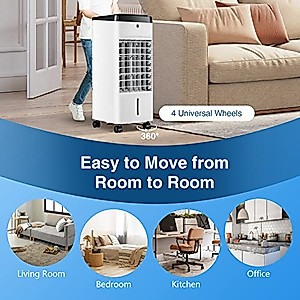PETSITE Evaporative Air Cooler, Portable Cold Air Cooling Fan with Remote Control, 3.5L Water Tank, 2 Ice Packs, 4 Modes, 3 Speeds, 12H Timer, 70° Oscillation, Personal Swamp Cooler for Bedroom Home Office Dorms