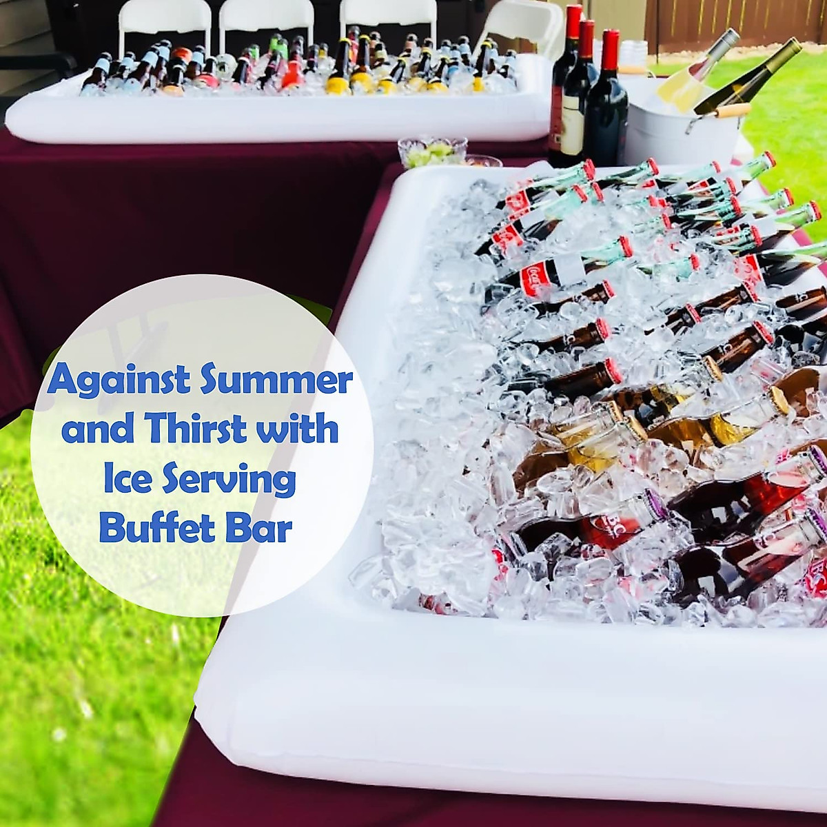 Novelty Place Inflatable Ice Serving Buffet Bar with Drain Plug - Salad Food & Drinks Tray for Party Picnic & Camping (Pack of 1)