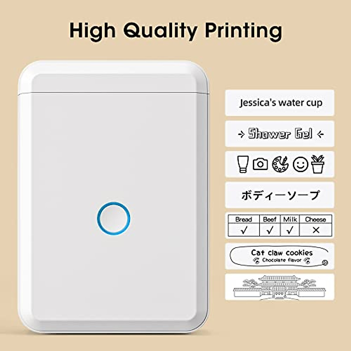 NIIMBOT D110 Thermal Label Makers with 1 Roll Tape, Portable Mini Wireless Bluetooth Sticker Printer for Home Office School Use, Mobile Phone Editable, Printable Width 0.47 inch, White