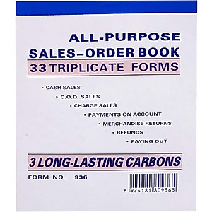 Sales Order Book 33 Triplicate Forms Carbonless 3 Copy's - Wholesale Lot of 10