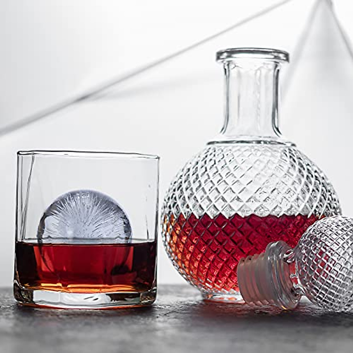 LORSIA Ice Ball Molds, Set of 4, Slow-Melting Stackable Ice Cube Maker, 2.5 Inch big Ice Spheres for Whiskey Cocktails Juice Beverages Bourbon