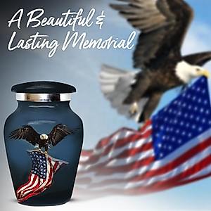Eagle Urns for Human Ashes Adult Man - Military Urn - Patriotic Urn for Male & Female - Honor Your Loved One with Memorial Cremation Urns - Funeral Urns for Army Veterans (Black, Small)