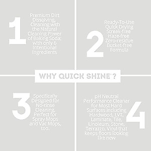 Quick Shine Multi Surface Floor Cleaner 27oz | Ready to Use-Streak Free- No Rinse | Use on Hardwood, Laminate, Luxury Vinyl Plank & Stone | Use in Spray Mops & Vac Mops | Safer Choice Cleaner
