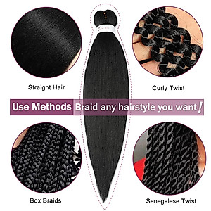 Easy Braid Pre stretched Braiding Hair 14 Inch 3 Packs Black (14 Inch,1B#)