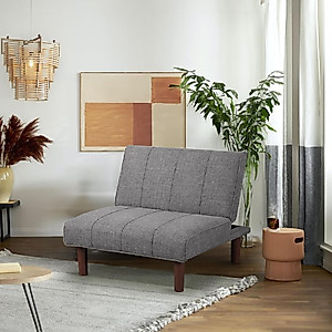 JUBILOOM Mini Sofa Couch, Recliner Small Futon (USB Port), Armless Comfy Living Room Futon Couch with Adjustable Backrest for Living Room, Small Space, Office, Reception, Dark Grey,305DR1USB