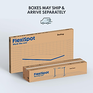 FLEXISPOT 55 x 28 Inches Electric Stand Up Desk Workstation Home Office Computer Standing Table Height Adjustable Desk (Black Frame + 55" White Top, 2 Packages)