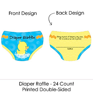 Big Dot of Happiness Ducky Duck - Diaper Shaped Raffle Ticket Inserts - Baby Shower Activities - Diaper Raffle Game - Set of 24