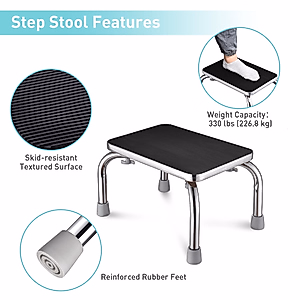 AW Medical Steel Step Stool Anti-Slip Platform Footstool for Seniors Adults 330lbs Weight Limit
