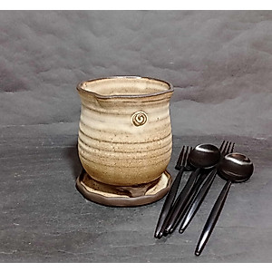 Cutlery holder, Ceramic silverware container, Kitchen cutlery organizer, Cutlery caddy, Pottery Utensil carrier, Table top utensil dish,