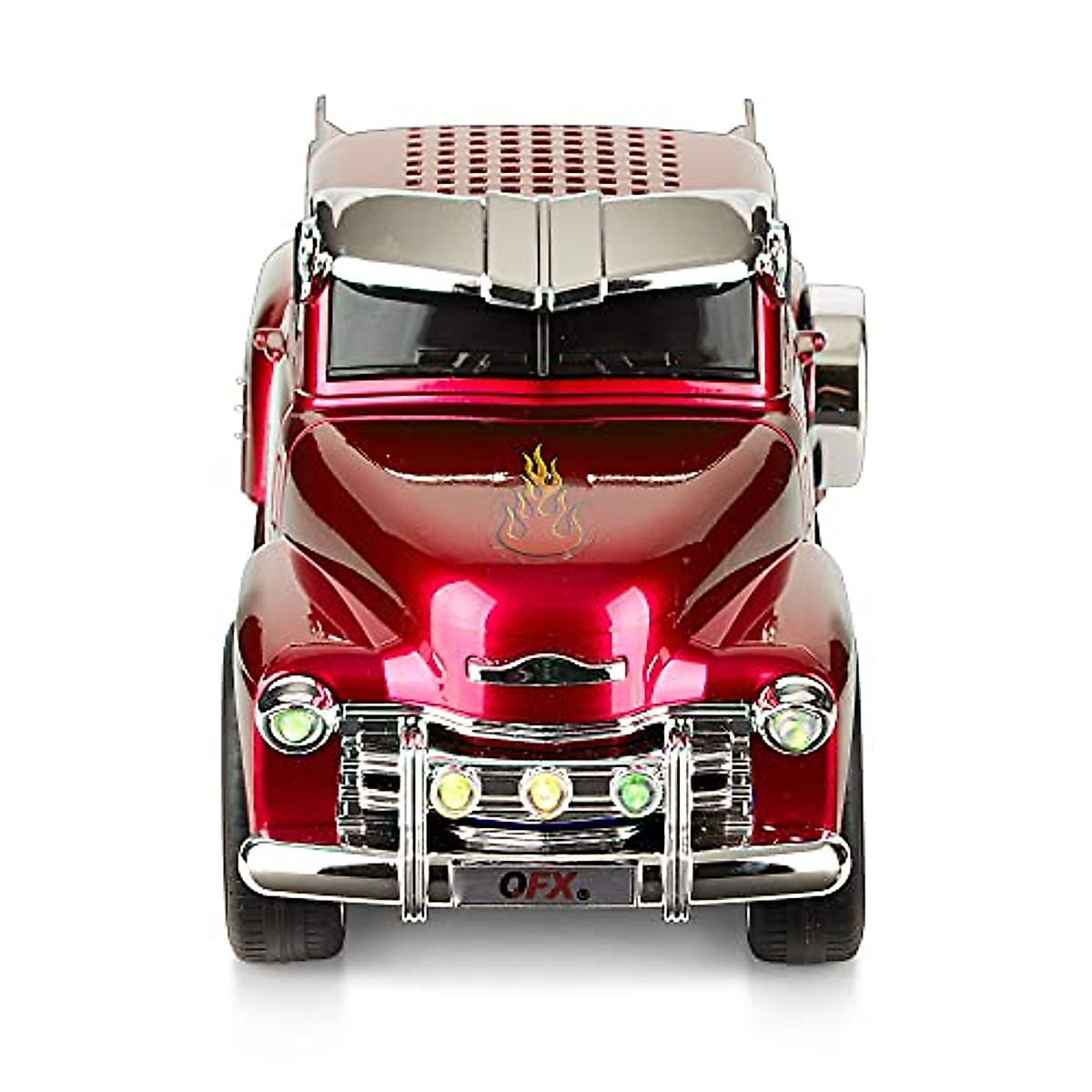 QFX BT-1953 Hot Rod Pick Up Truck Replica Speaker with Built-in Microphone, Led Party Lights, FM Radio, Red