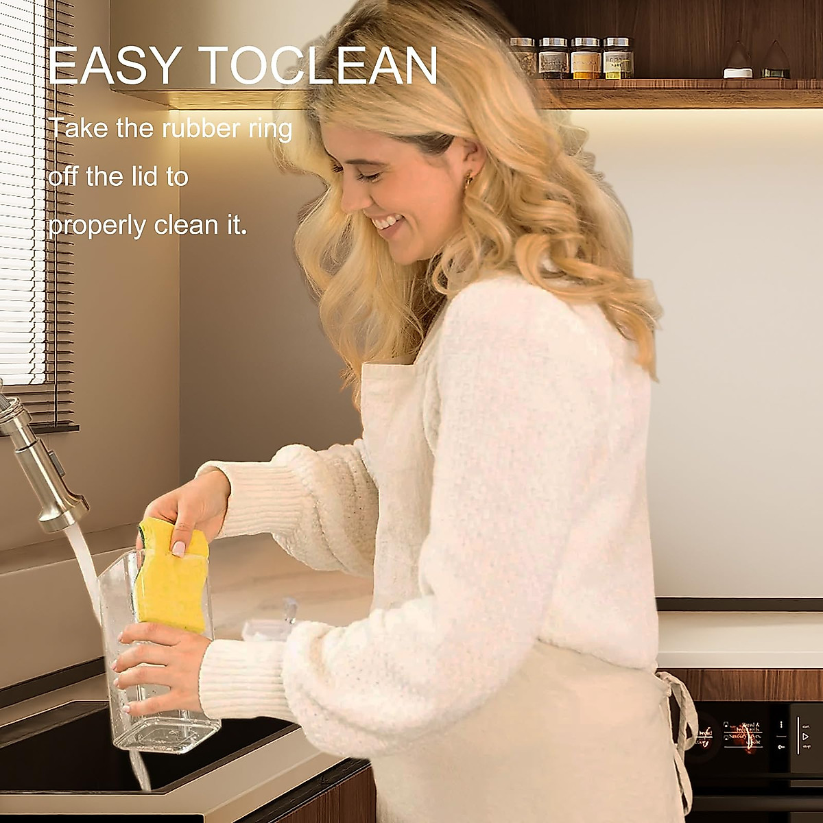 AIYULONG Airtight Food Storage Container Set - 7 Piece Set Clear Plastic Containers with Easy Lock Lids, for Kitchen Pantry Organization and Storage, Include 24 Labels (White)