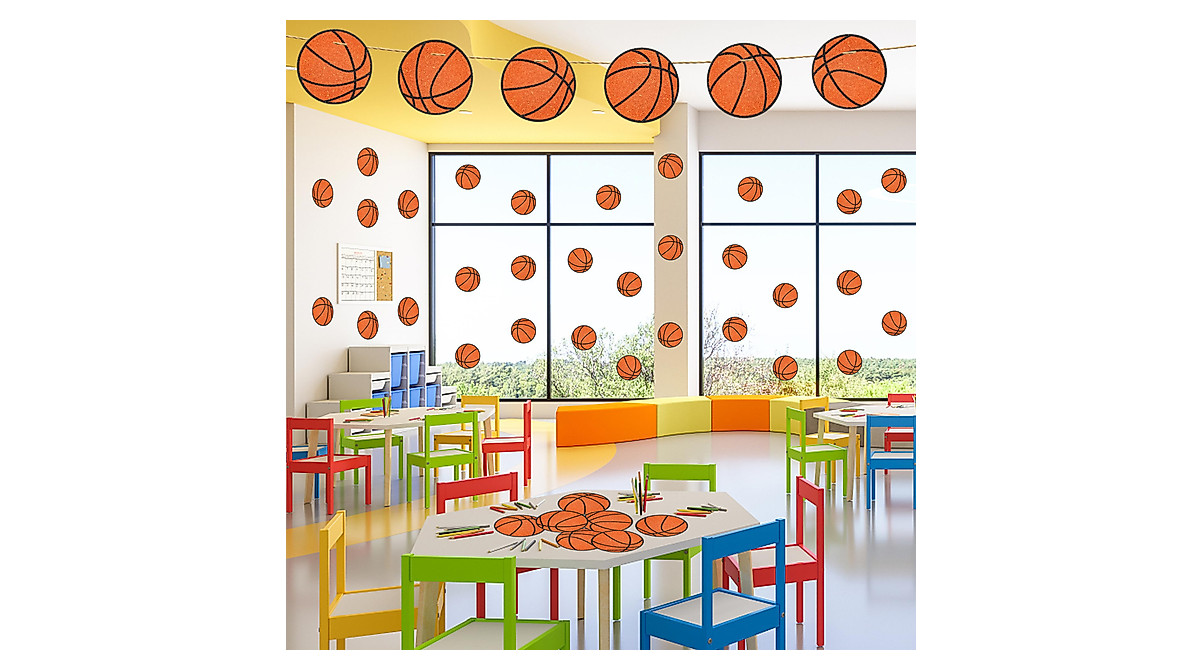 BWkoss Glitter Basketball Cutouts- 100Pcs Sport Ball Bulletin Board ...