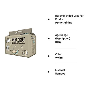 Andy Pandy Bamboo Disposable Diapers, Medium, 13-22 lbs (6-10 kg), 30 Count