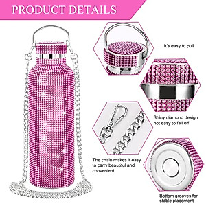 SPYLOH 500ML Queen Crown Diamond Water Bottle 304 Stainless Steel Rhinestone Thermal Bottle Sparkling for Women Modern Home Table Decor (Pink,500ML)