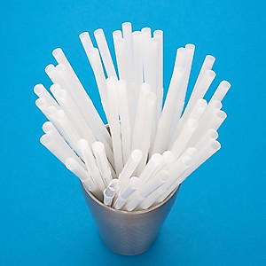 Individually Wrapped Plastic Drinking Straws 7.75'' [400 Pack] Each Individual Restaurant Style Sipping Straw Packaged In Paper Sleeves – White Disposable Flexible BPA-free Food Safe Plastic - (400)