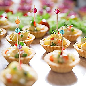 ALINK 100-Pack Cocktail Picks, Colorful Pearl Fancy Toothpicks for Appetizers, Wooden Food Picks Skewers for Food, Drinks, Fruits Party, Charcuterie Accessories - 4.72 inch