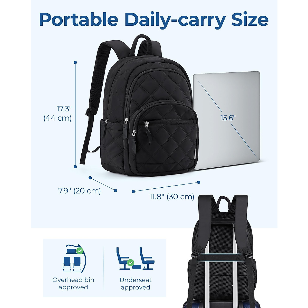 BAGSMART Laptop Backpack for Women, Travel Backpack Fits 17.3 Inch Computer Bookbags 40L Back Pack with Charging Port Hole for School College Work Business, Black