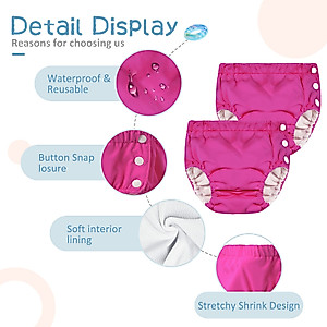 Durio Reusable Diapers Baby Washable Baby Swim Diapers Infant Swim Diaper Waterproof Baby Beach Essentials White Rose 3-6 Month