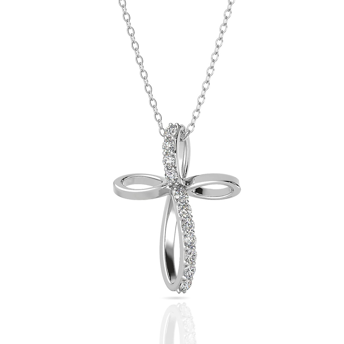 Verozi 925 Sterling Silver Infinity Cross Necklace for Women, Cubic Zirconia AAAAA Pendant Necklaces, Fine Jewelry Gifts for Women, 18'' Chain
