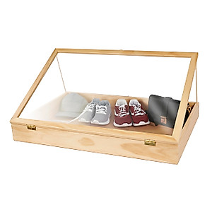 SSWBasics 36-Inch Portable Natural Pine Wood Countertop Display Case - Showcase Your Items in Style with a 24" W x 36" L x 4" D Elegant and Versatile Display Box