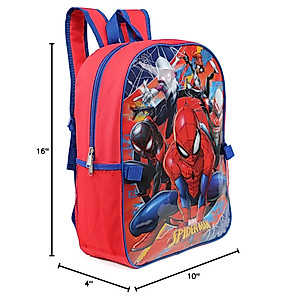 Ruz Spiderman Boys 16 Inch Backpack With Removable Matching Lunch Box Set (Red-Blue)