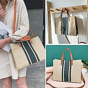 Karani Canvas Tote Bag for Women,Girl's Fashion Shoulder Bag,100% Natural Jute Fiber Crossbody bag for Work Shopping Travel