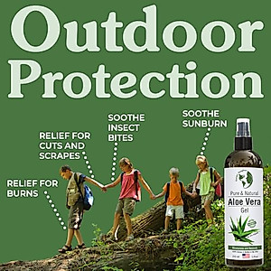 Earth's Daughter Organic Aloe Vera Gel from 100% Pure and Natural Cold Pressed Aloe – Moisturizes - Great for Face - Hair- Sunburn - Aftershave - Bug Bites - 12 oz.