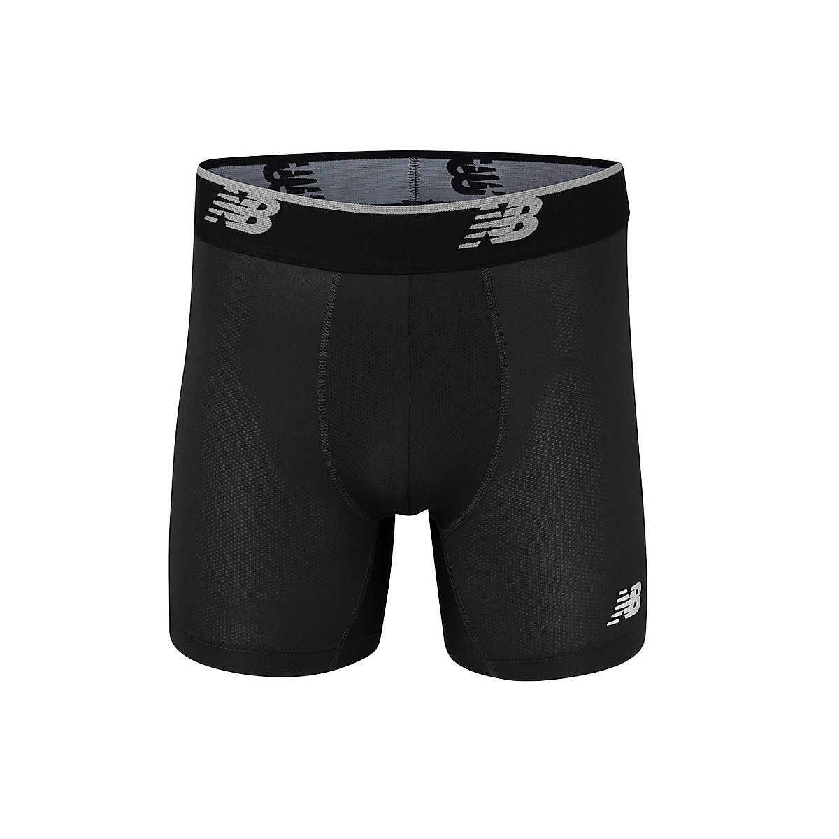 New Balance Men's Standard Mesh 5" with Fly Boxer Brief (4-Pack), Black(st)/Steel/Pigment(rg)/Black(rg), Medium